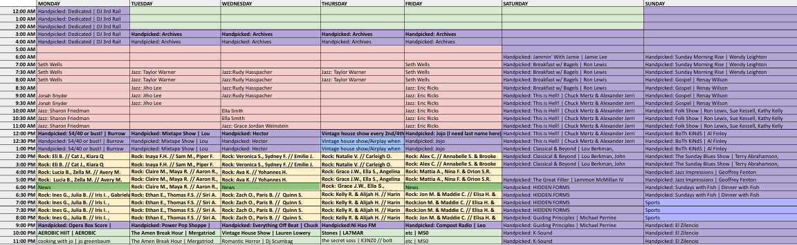 Radio Schedule